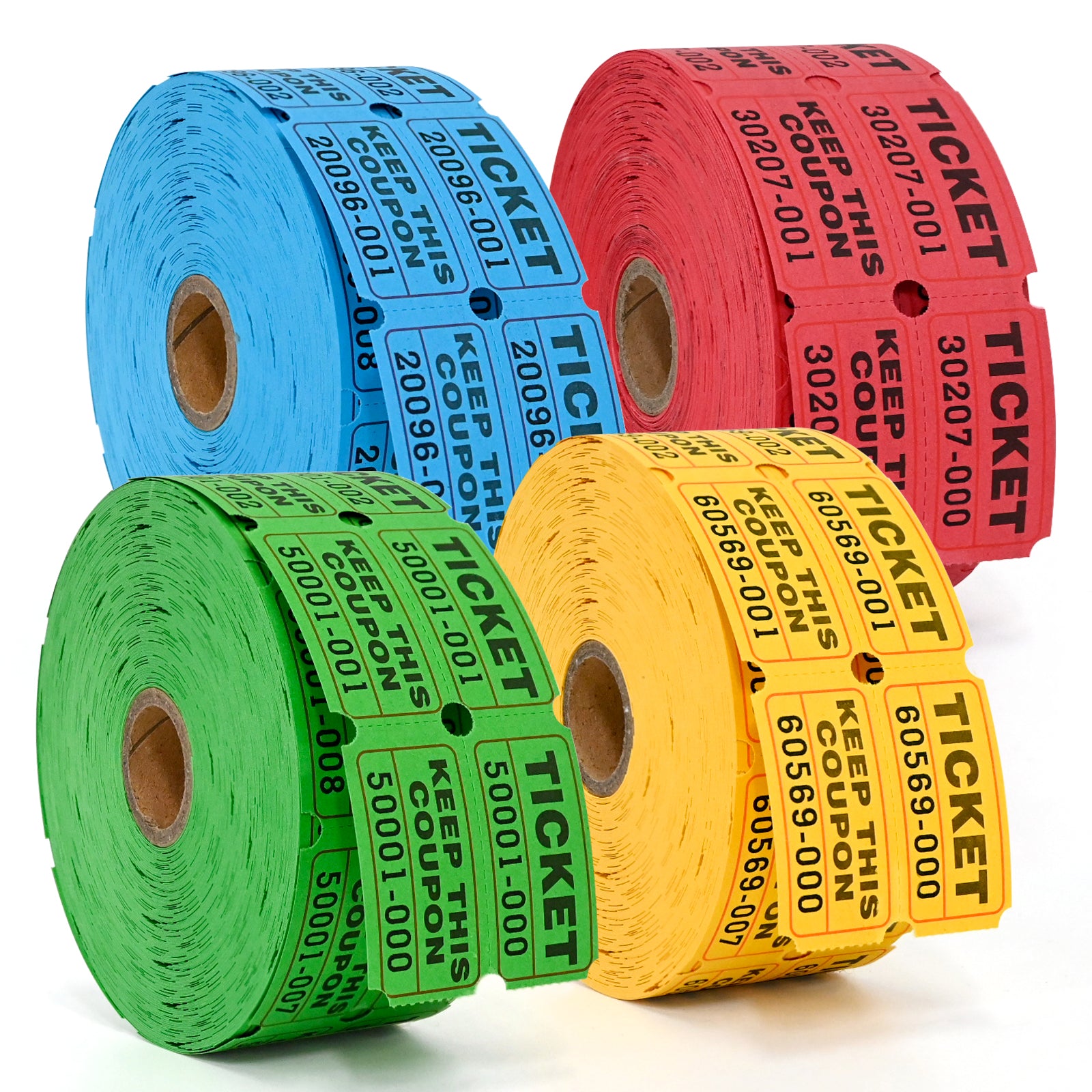 L LIKED 4000 Pairs Double Raffle Tickets - 4 Assorted Colors (Blue, Ye ...
