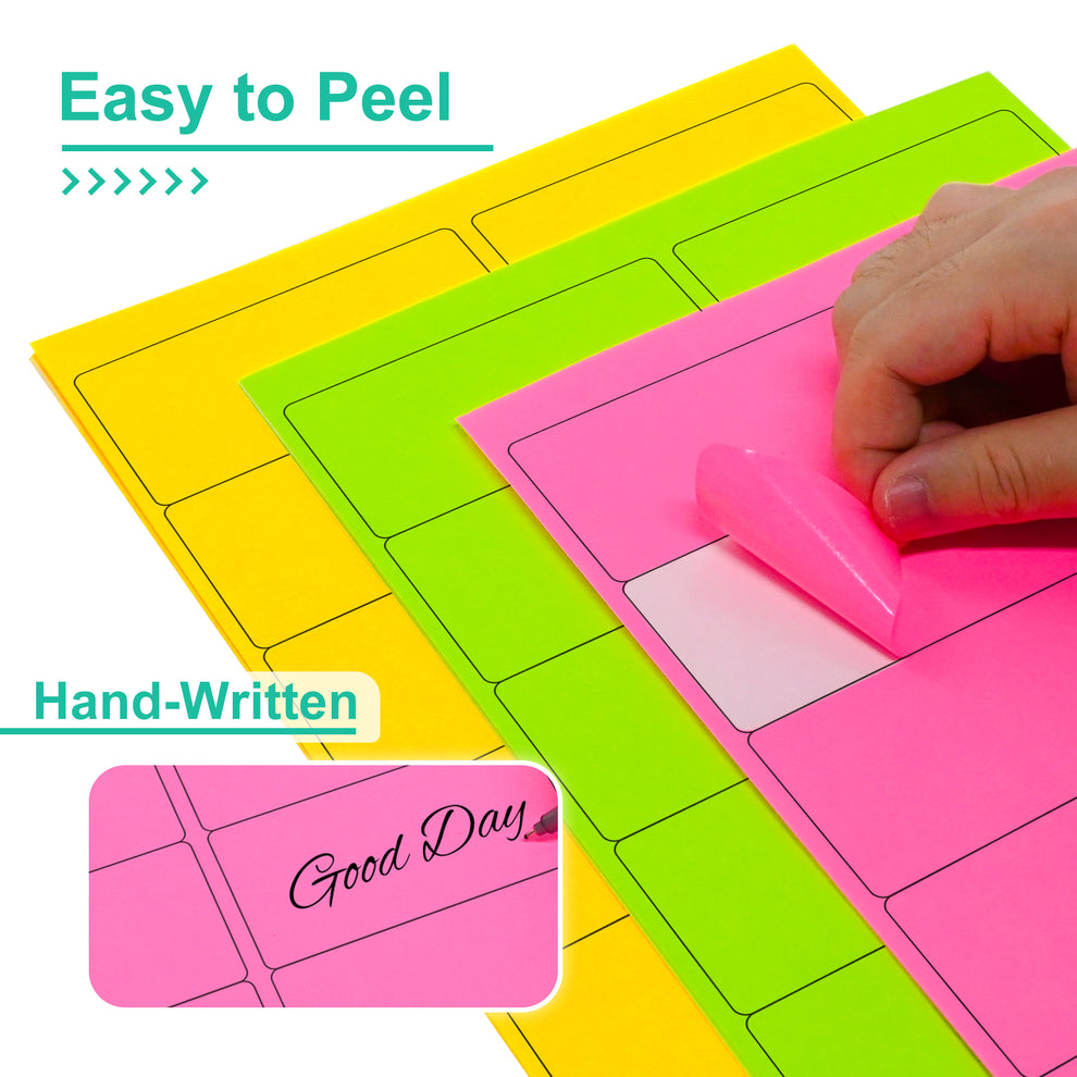 L LIKED Neon Multi-Color Paper, Bright Fluorescent Stickers Handwritte ...