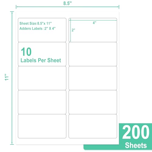 L LIKED Printable White Sticker Labels 2 x 4 Inches Mailing Labels, La ...