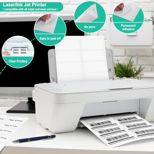 L LIKED Printable White Sticker Labels 2 x 4 Inches Mailing Labels, La ...