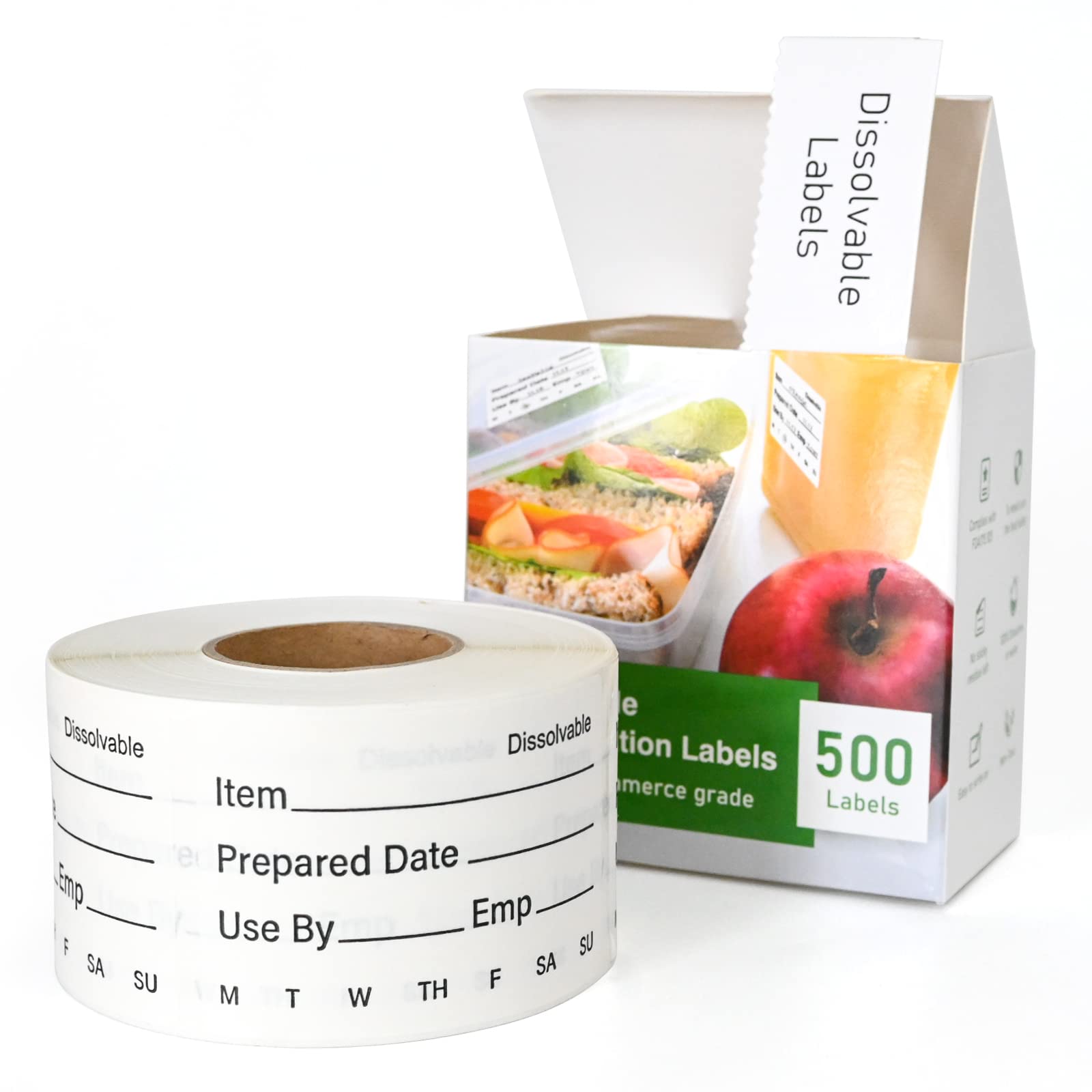 L LIKED 500 Stickers Dissolvable Food Label 2" x 3" Rotation Label Gre ...