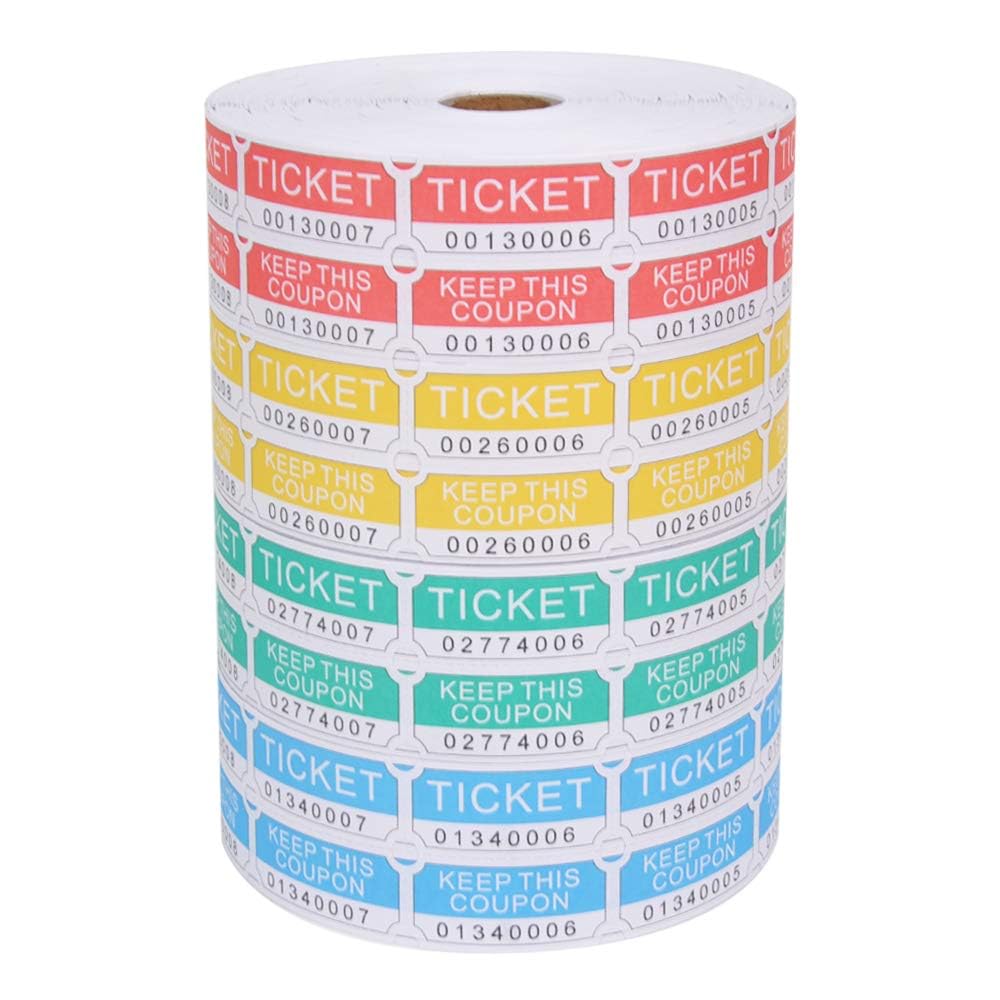 L LIKED 8000 Assorted Double Raffle Tickets 2000 per Roll 50/50 (Blue ...