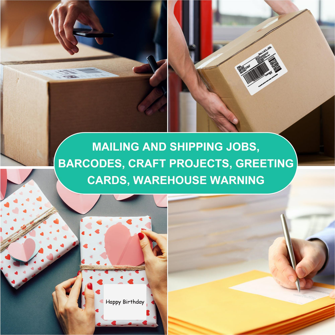 L Liked 3-1/3" x 4" Printable White Sticker Labels, Laser/Inkjet Print ...